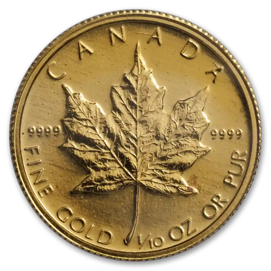 Buy 1/10 oz Gold Canadian Maple Leaf Coin BU | Bullion.com