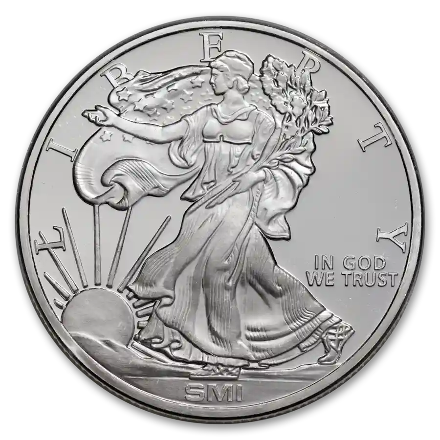 1 oz Silver Sunshine Walking Liberty Round (Mint Mark SI™) | Bullion.com