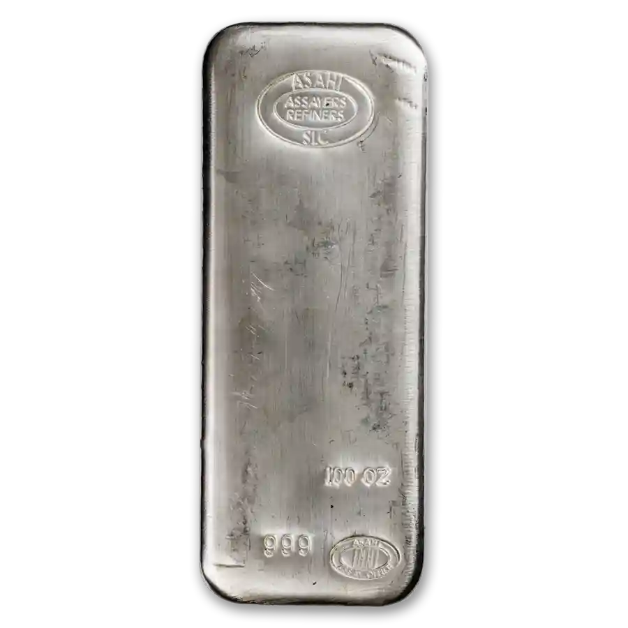 Buy 100 oz Silver Asahi Refining Bar | Bullion.com