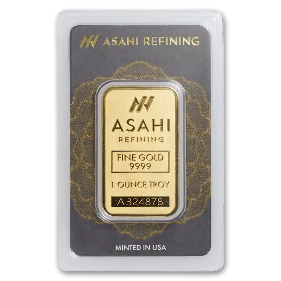 Buy 1 oz Gold Asahi Bar w/ Assay Card | Bullion.com