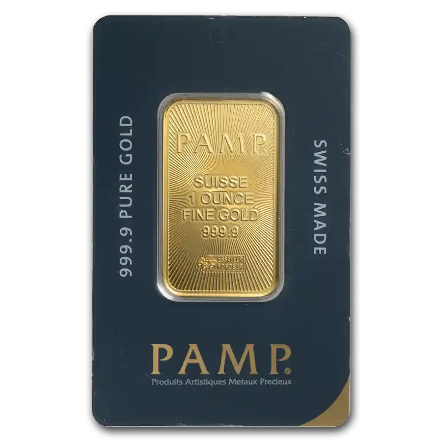 Buy 1 oz Gold Bar - PAMP Suisse w/ Assay Card | Bullion.com