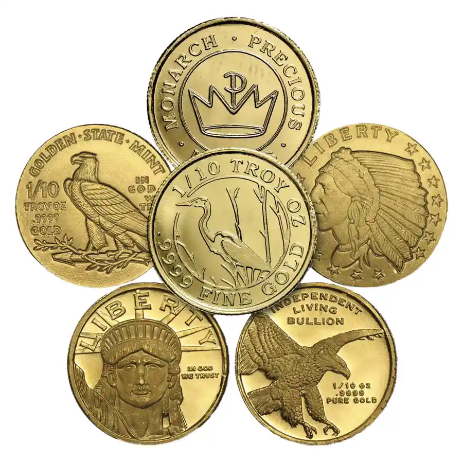 Buy 1/10 oz Gold Round - Random Design | Bullion.com