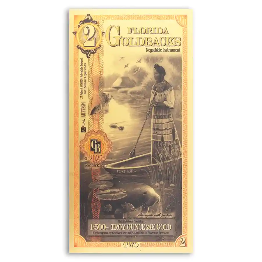 2 Florida Goldback – 24k Aurum Gold Foil Note | Bullion.com