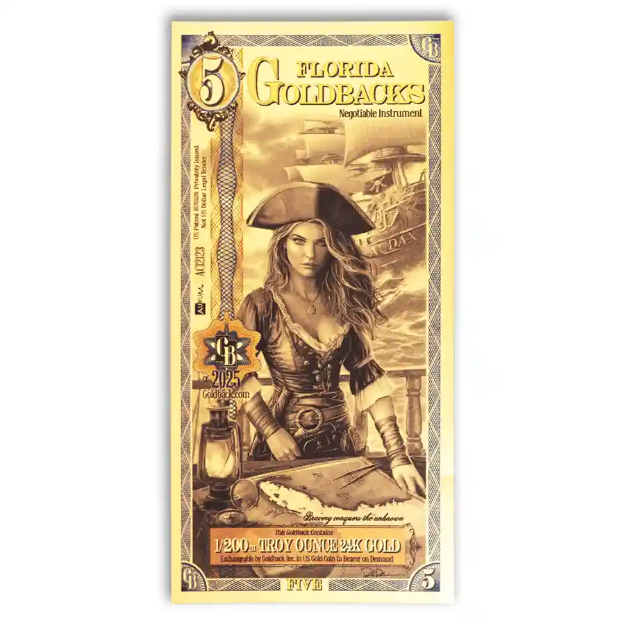 Buy 5 Florida Goldback – 24k Aurum Gold Foil Note | Bullion.com