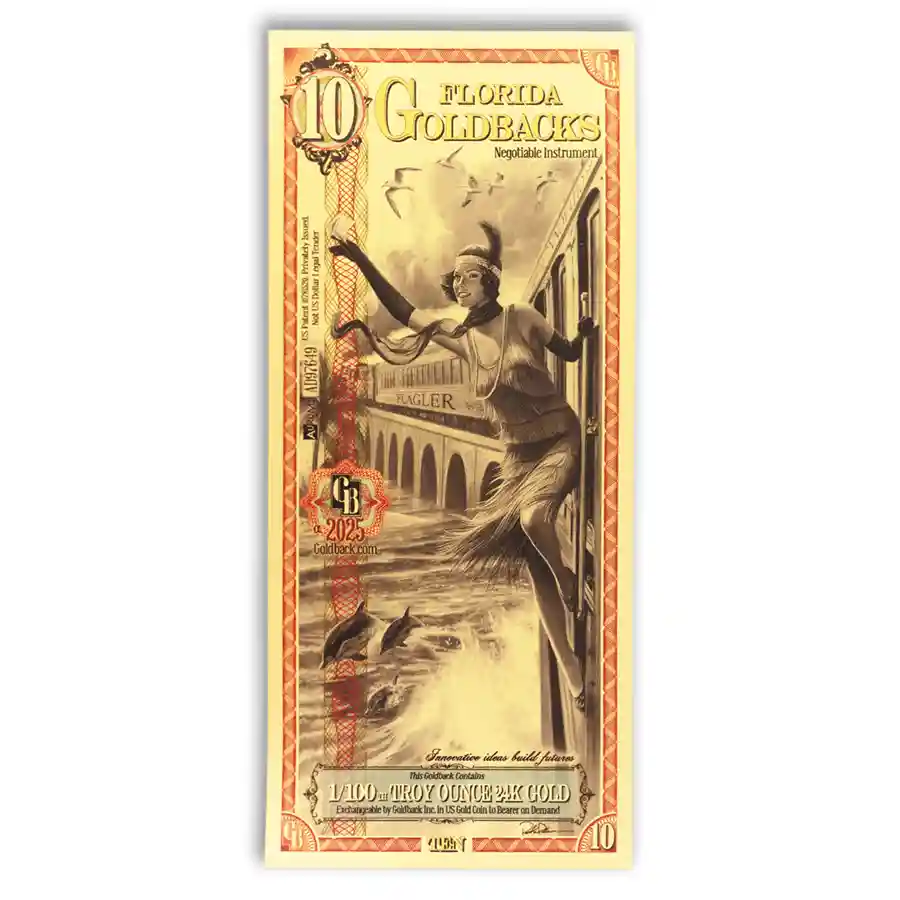 10 Florida Goldback – 24k Aurum Gold Foil Note | Bullion.com