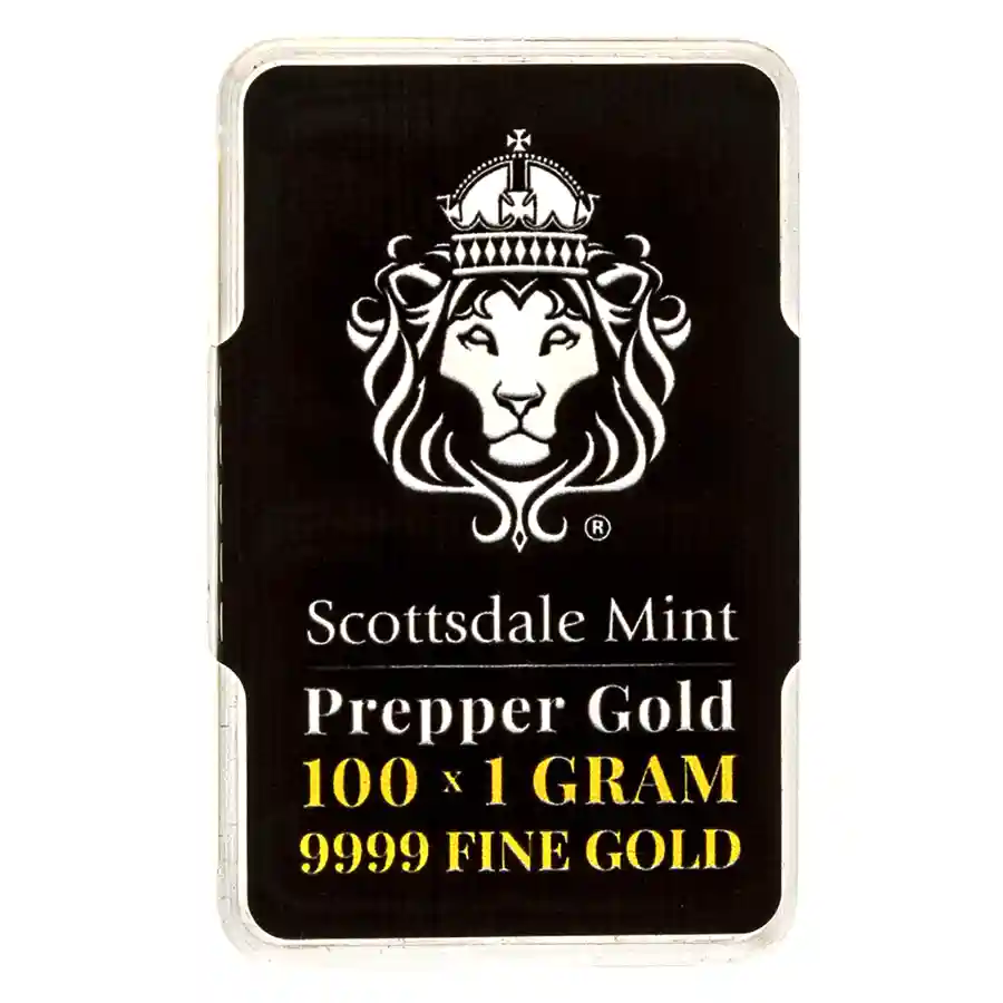 100 x 1 gram Scottsdale Mint Gold Bar - "Prepper Gold" | Bullion.com