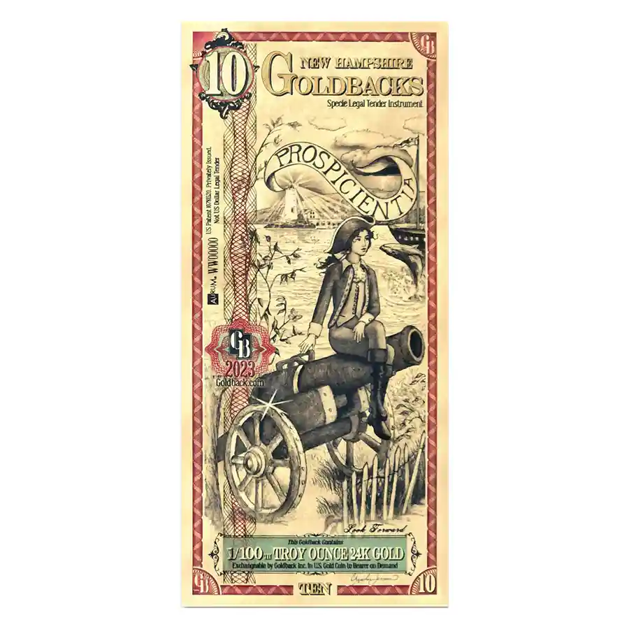 10 New Hampshire Goldback – 24k Aurum Gold Foil Note | Bullion.com