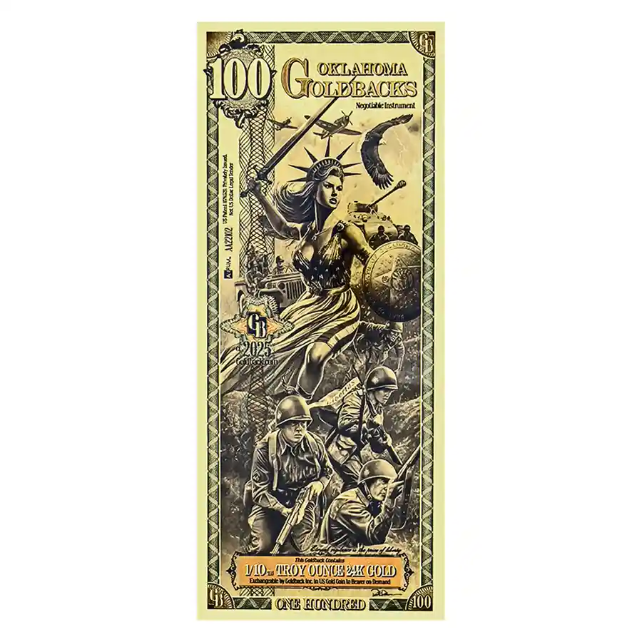 100 Oklahoma Goldback – 24k Aurum Gold Foil Note | Bullion.com
