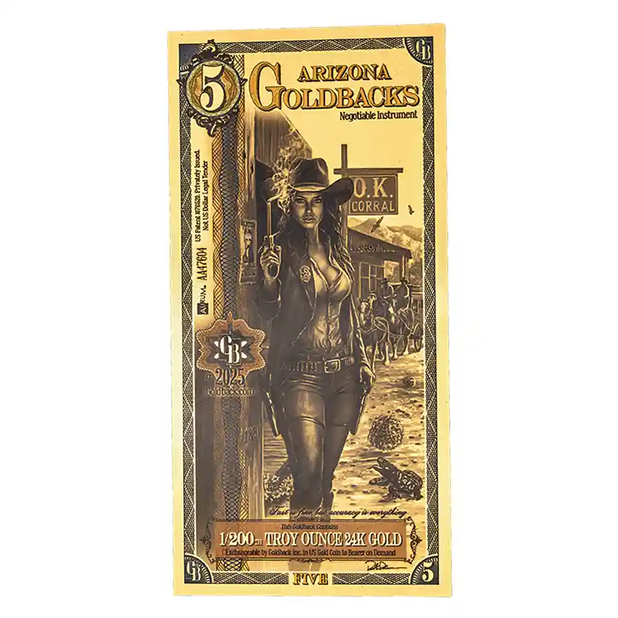 5 Arizona Goldback – 24k Aurum Gold Foil Note | Bullion.com